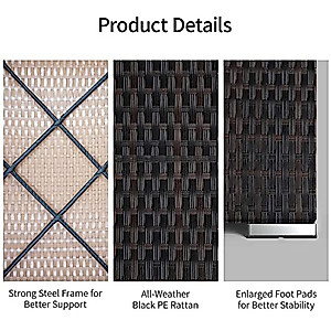 Aiho Outdoor Patio Sectional Furniture Sets All Weather Outdoor Sectional Sofa PE Garden Furniture Wicker Rattan Patio Conversation Set with Glass Table (Beige)