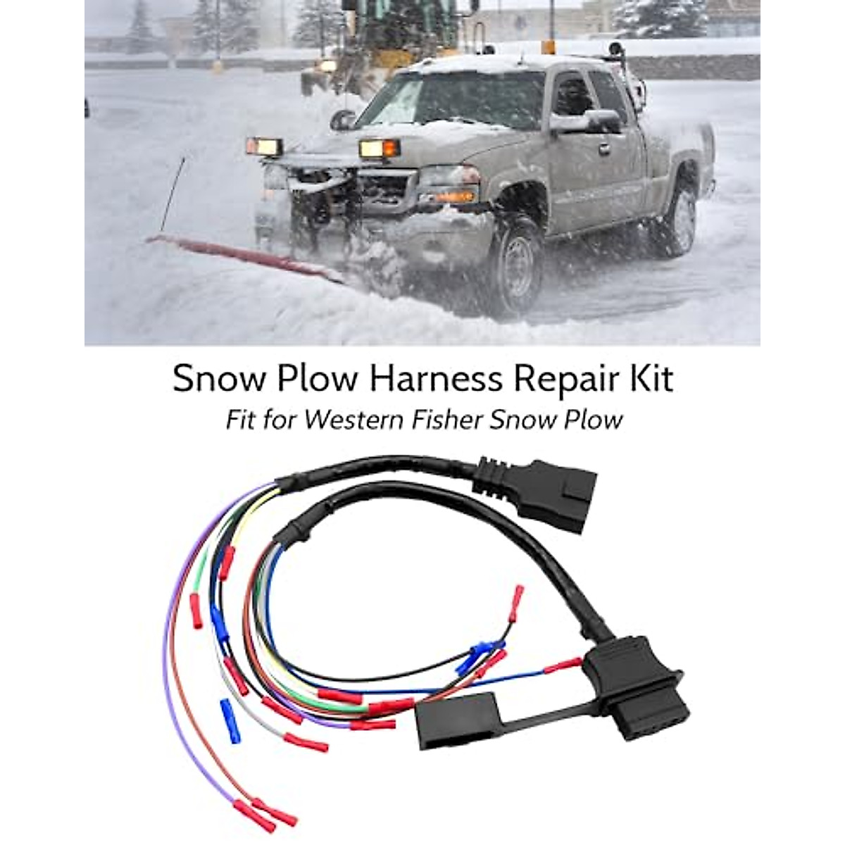 NTSUMI 9 Pin Truck and Plow Side Repair Harness Kit Fit for Western Fisher Snow Plow Replace 49317 22335K 49308 22336K