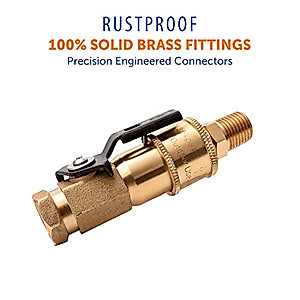 Flame King 1/4" RV Propane Quick Connect Adapter for Propane Hose, Propane or Natural Gas 1/4" Quick Connect or Disconnect Kit - Shutoff Valve & Full Flow Plug - 100% Solid Brass