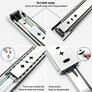 KCOLVSION 1 Pair 30 Inch 260 Lb Capacity Heavy Duty Drawer Slides(with Stainless Screws),Side Mount Undermount Full Extension 3 Fold Ball Bearing Stainless Steel Hardware Drawer Rails