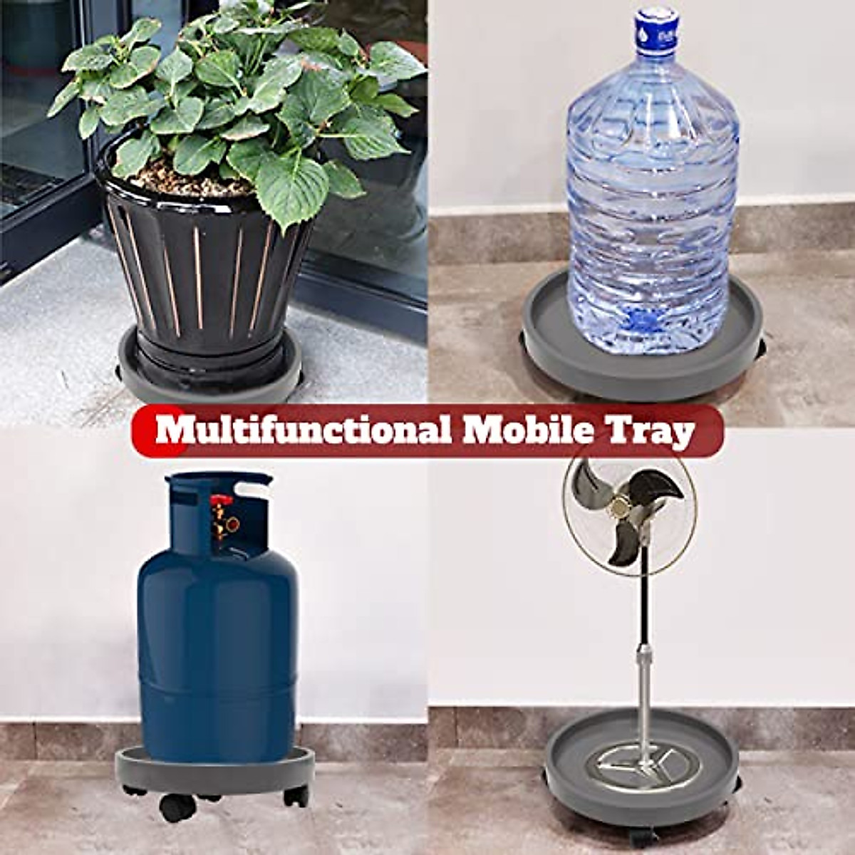 Coadura Plant Caddy with Wheels 14 Inch - 2 Pack Plant Caddy on Wheels Heavy Duty,Plant Dolly Plant Tray with Wheels Planter Caddies Indoor/Outdoor, Grey