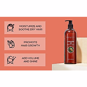 Brooklyn Botany Avocado Oil for Skin, Hair and Face - 100% Pure and Natural Body Oil and Hair Oil - Carrier Oil for Essential Oils, Aromatherapy and Massage Oil - 16 fl Oz