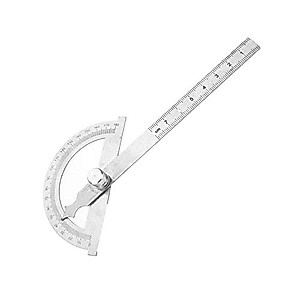 Protractor Ruler, Stainless Steel Protractor Goniometer 15cm Ruler 180 Degrees Angle Finder Gauge Adjustable Measuring Tool for Woodworking Industrial Carpenter (80×120mm)