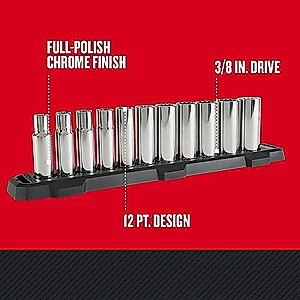 Craftsman Socket Set, SAE, 1/2-Inch Drive, 12-Point, 11-Piece (CMMT12048)