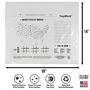 TrayMask Disposable Tray Table Cover | Must Have Airplane Travel Essentials | Perfect for Toddlers, Kids and Adults Travel Accessories | Provides a Fresh/Clean Layer of Protection | 10 Pack