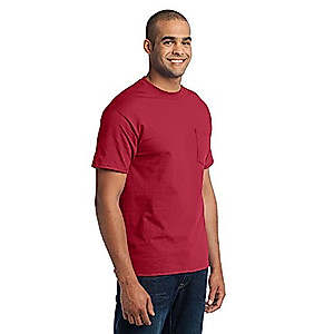 Port & Company Men's 50/50 Cotton/Poly T Shirt with Pocket 5XL Red