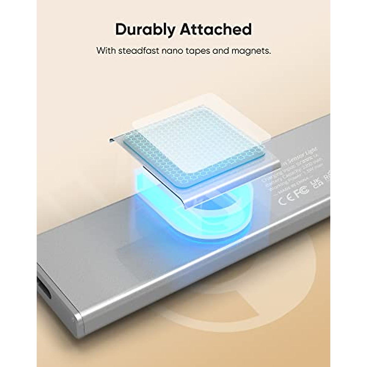 ULG Motion Sensor Under Cabinet Lights 12'' USB-C Rechargeable Closet Lights 47 LED Under Cabinet Lighting Wireless 6000K Dimmable Under Counter Lights for Kitchen, Hallway, Stairway - 2/Pack