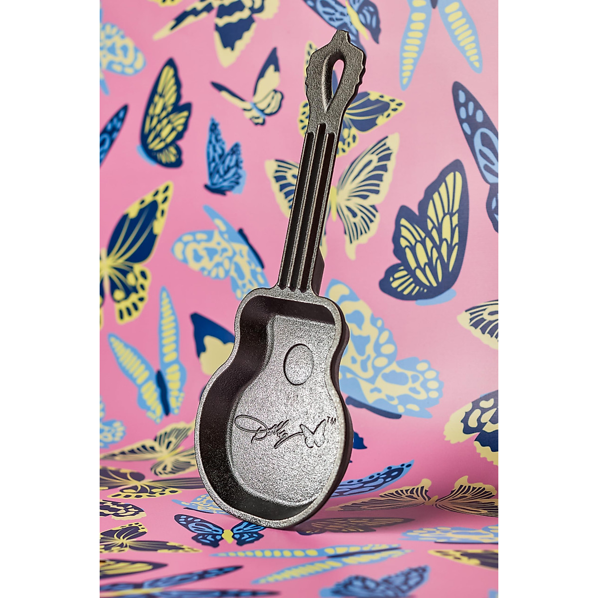 Lodge 4.5 Inch Dolly Parton Mini Rockstar Cast Iron Guitar Skillet - Hand Wash Only Collector’s Piece - Cast Iron Skillet for Single Serve or Decorative Use