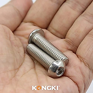 M8-1.25 x 40mm Button Head Socket Cap Screws, Stainless Steel 18-8, Allen Socket Drive, Full Thread, Machine Thread, Quantity 10