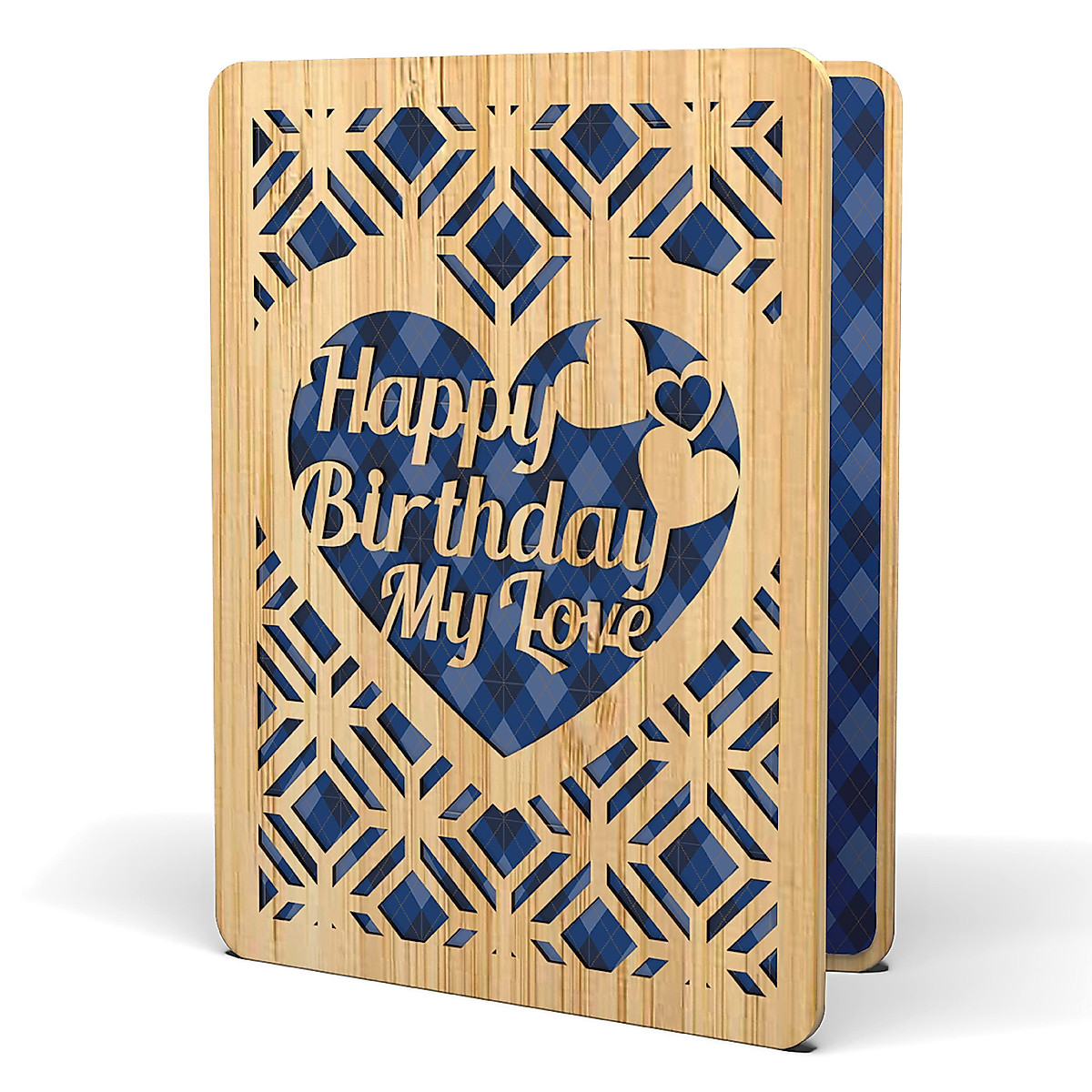 AGAPE LOVE CARDS Happy Birthday Card For Husband - | Made From Real Bamboo | 6" X 4.5" - 1 Pack (Envelope Included) | Laser Cut, Romantic Husband Birthday Card from Wife or Significant Other