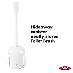 OXO Good Grips Compact Toilet Brush & Canister, White, 6" x 4-3/4" x 17-1/4" h
