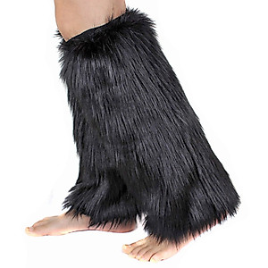 Faux Fur Cuffs Furry Leg Warmers and Wrist Cuff Warmer Boot Cuff,2 Pairs Set For Women Party Costumes