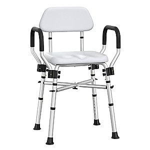 WAYES Padded Shower Chair with Arms and Back - Bariatric Shower Chair, Up to 500 Lbs, Heavy-Duty, Adjustable