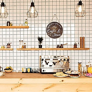 Coffee Bar Sign Coffee Decor Coffee Wooden Sign Hanging Coffee Decor Coffee Sign Plaque for Farmhouse coffee bar Kitchen Accessories Coffee Lover (Rustic Good Days Start with Coffee & Jesus)