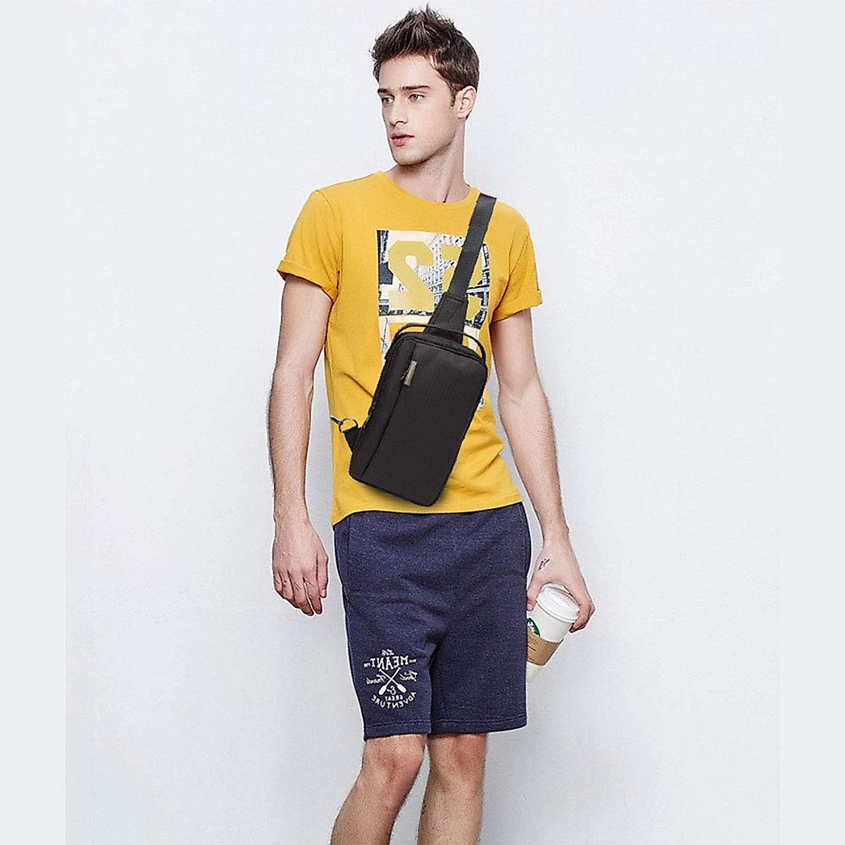 YUKABAN Sling Bag Water Resistant Shoulder Chest Crossbody Bags Sling Backpack for Men Women (Black)