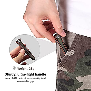 ITOKEY Folding Scalpel, Slim Pocket Knife, EDC Utility Knife, G10 Handle Surgical Knife with Liner Lock, Flipper Open, 10pcs Replaceable #60 Razor Blades, Outdoor Hunting Skinning Knives for Men(#60 green)