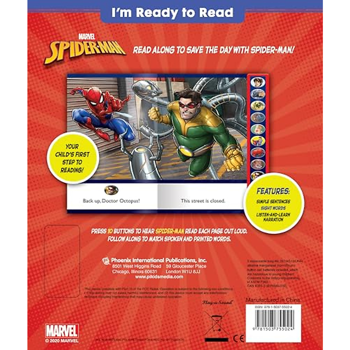 Marvel - I'm Ready to Read with Spider-Man - Interactive Read-Along Sound Book - Great for Early Readers - PI Kids