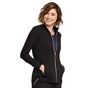 Cherokee Statement Women Warm Up Scrubs Jacket Zip Front CK365, M, Black