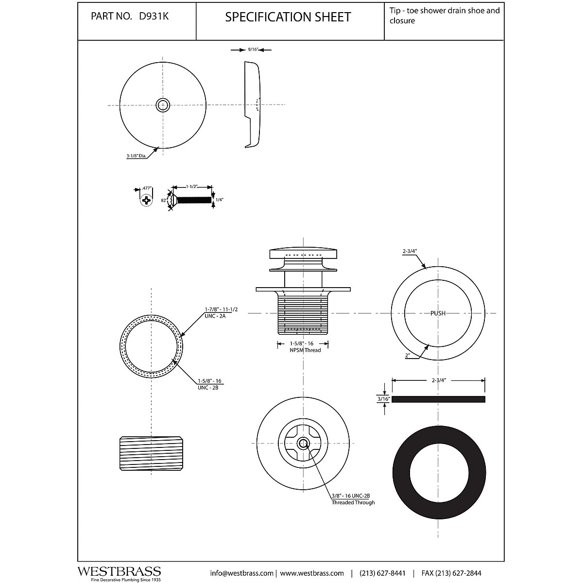 Westrbass Tip Toe Universal Tub Trim with One-Hole Faceplate, Satin Nickel, D931K-07