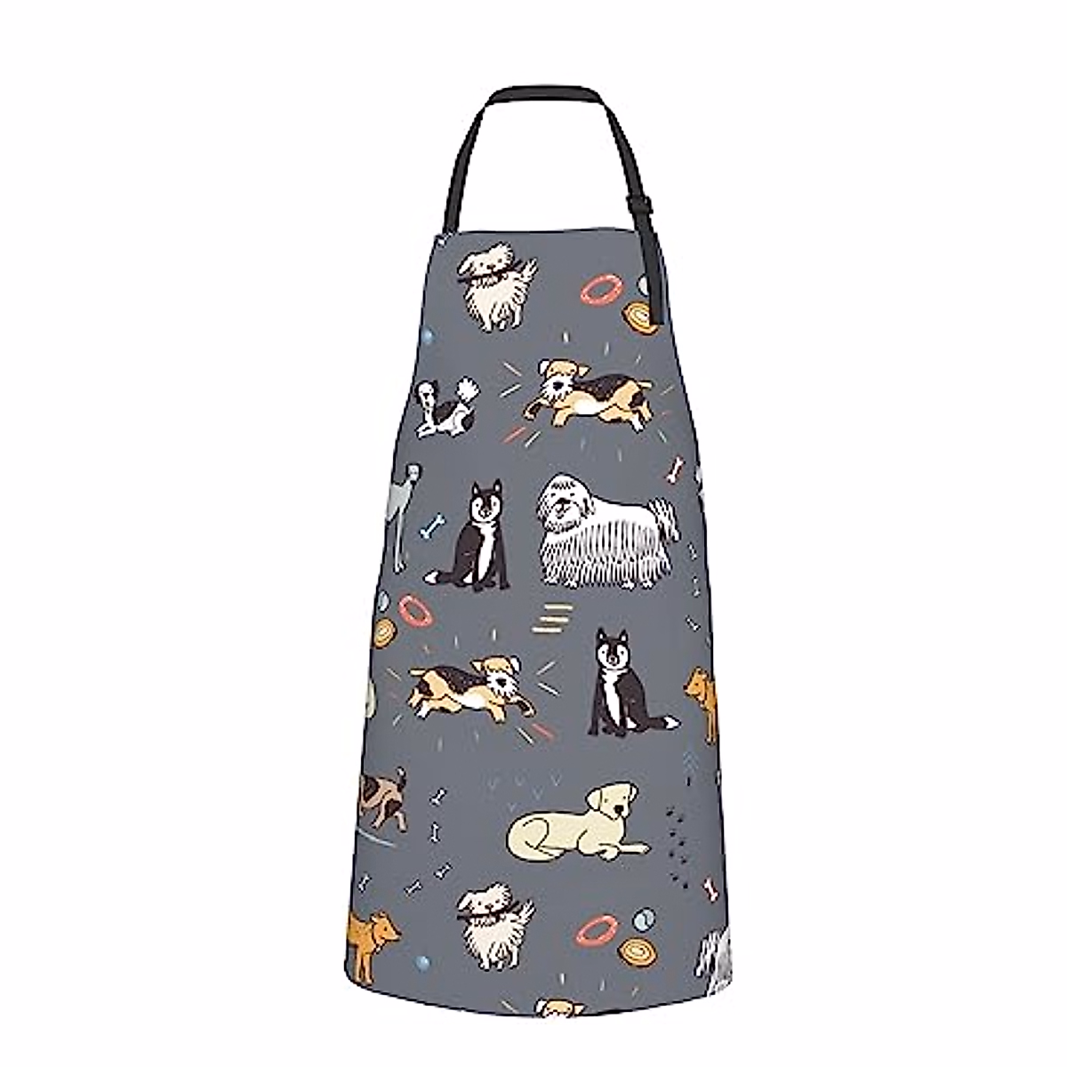 Perinsto Cute Dogs Animal (Dark Grey) Waterproof Apron With 2 Pockets Kitchen Chef Aprons Bibs For Cooking Baking Painting Gardening Grooming