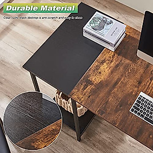 55" Computer Desk Office Desk with Bookshelf, Gaming Desk Extra Large Modern Student Kids Study PC Simple Executive Table Workstation for Small Space, Brown