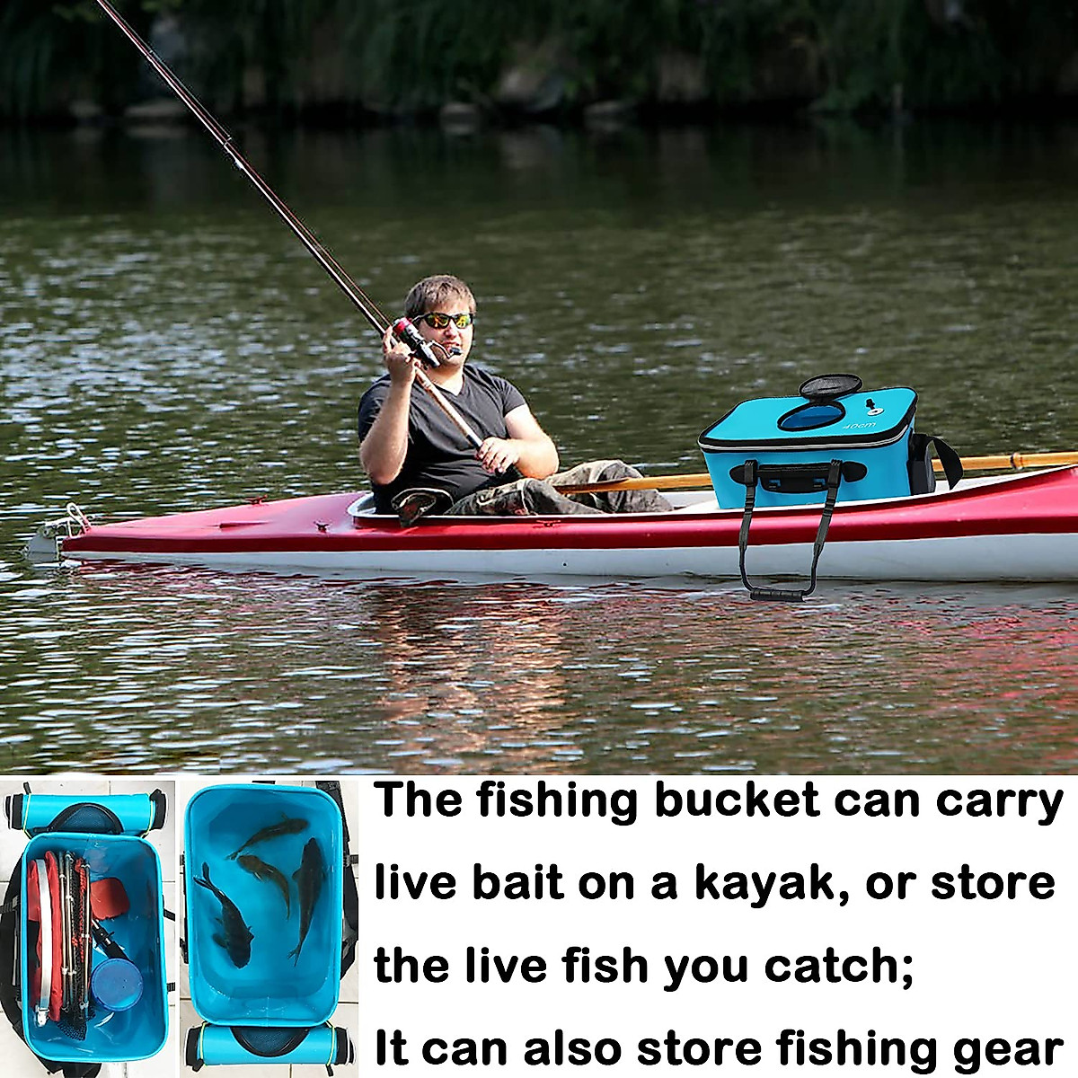 Foldable Multi-Functional Live Fish Bait Bucket - 6/8/10 Gallon, Outdoor Camping EVA Fishing Bag