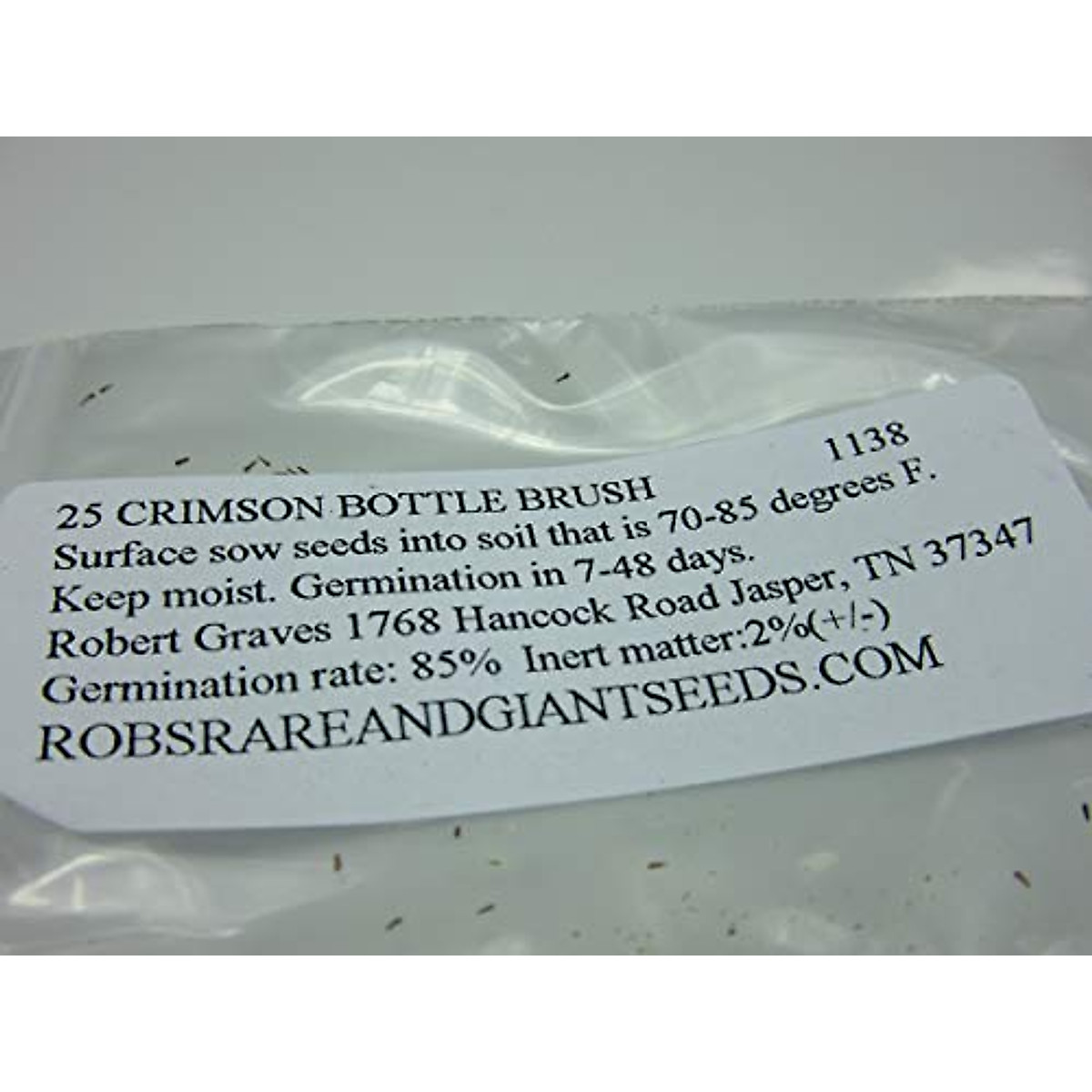 1138-Crimson Bottle Brush (Callistemon citrinus) Seeds by Robsrareandgiantseeds UPC0764425787570 Non-GMO,Organic,USA Grower,Herb,Bonsai,1138 Package of 25 Seeds