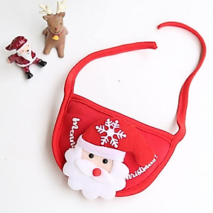 Udebohe Dog Christmas Bandana Bib and Hat Set 2 Pieces, Christmas Tree Elk Reindeer Santa Claus Pet Christmas Costume Accessories Outfit for Small Dogs Cats Puppys Kittens