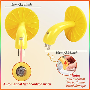 ESUPPORT Mushroom-Shaped Energy Saving Sensor LED Night Light with Plug Yellow(Average Life Expectancy 50000h)