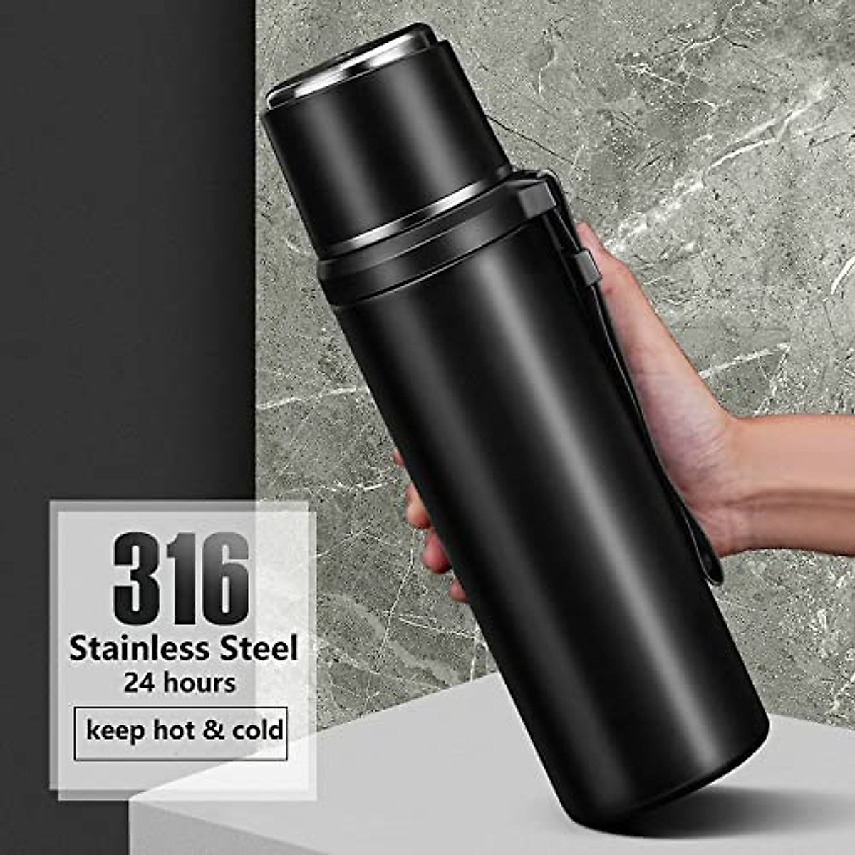 SEASD Thermos Mug 316 Stainless Steel Vacuum Flask Portable Thermos Bottle for Office Travel Hiking Cycling (Size : 500ml)