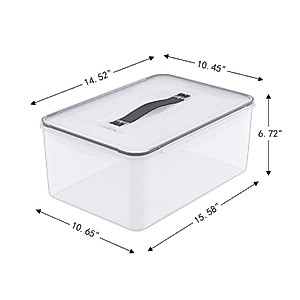 Julyeen 6 Packs Large Plastic Airtight Rectangular Food Storage Container, 15L/33 Lbs, Kitchen Pantry Dry Food Cat/Dog Food Storage Containers Set, Proof Dough Containers, Bread Box