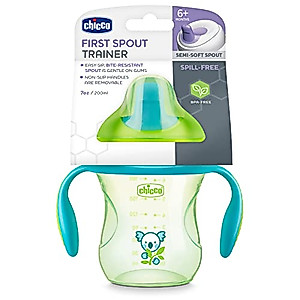 Chicco Semi-Soft Spout Trainer Spill-Free Sippy Cup 7oz. Green 6m+
