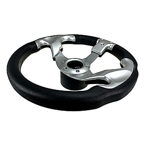 Pactrade Marine Boat Pontoon Non-Magnetic Steering Wheel Aluminum Frame Polyurethane (PU) Sleeves 3 Spokes 12-1/2" Diameter Aluminum Hub with 3/4" Tapered Bore (Silver, Silver Spokes)