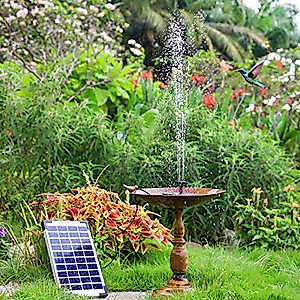 AISITIN 5.5W Solar Bird Bath Fountain Built-in 1500mAh Battery, Solar Fountain Pump for Bird Bath with 6 Nozzles, Solar Floating Water Fountain Pump for Bird Bath, Fish Tank, Pond, Garden and Outdoor