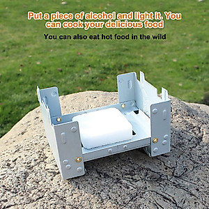Camping Stove, Folding Pocket Stove Lightweight Alcohol Stoves Portable Stove Folding Burning Stove Solid Fuel Tablet Pocket Stove Survival Stove for Picnic BBQ Camp Hiking