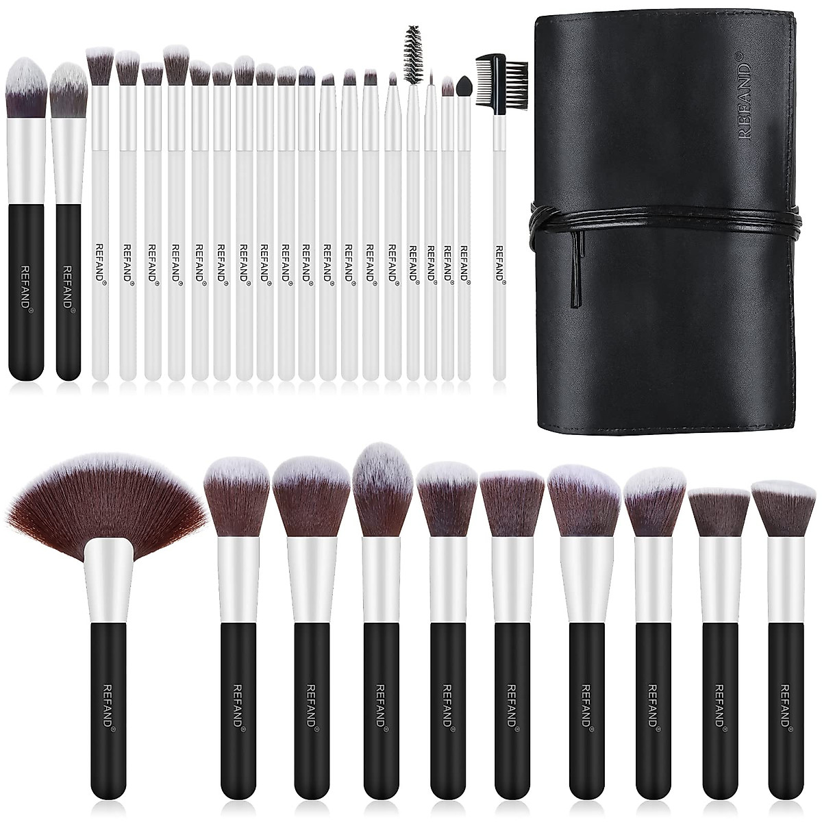 Refand Makeup Brushes 31 Piece Professional Makeup Brush Set Premium Kabuki Foundation Blending Brush Face Powder Blush Concealers Eye Shadows Make Up Brushes Kit with PU Leather Case