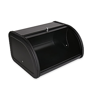 X458 Metal Bread Box/Bin/kitchen Storage Containers with Roll Top Lid (Black)