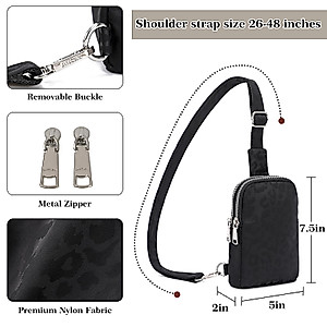 INICAT Small Crossbody Sling Bag Chest Bag Travel Shoulder Purses for Women(Leopard Black)