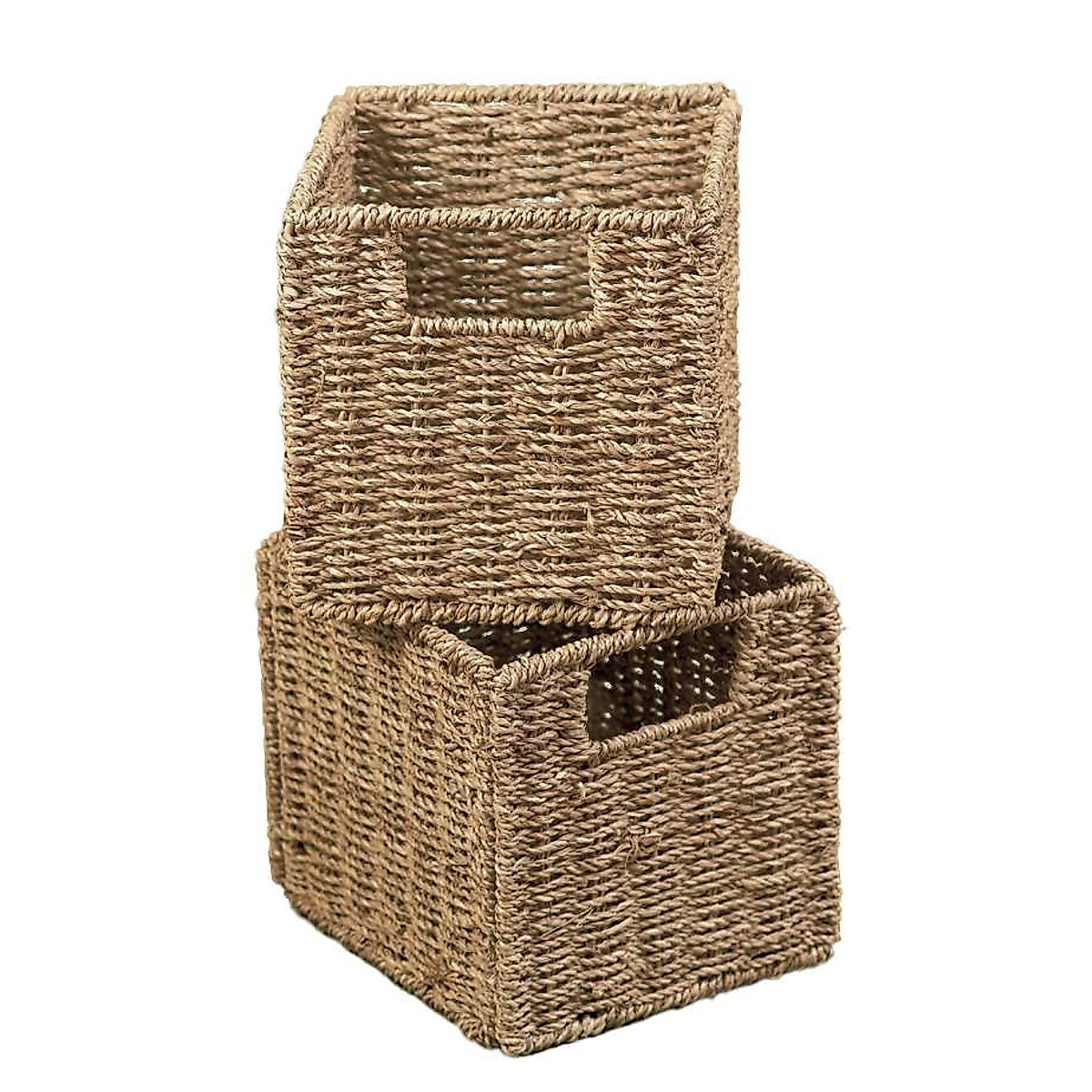 The Lakeside Collection Set of 2 Handwoven Natural Seagrass Wicker Storage Baskets