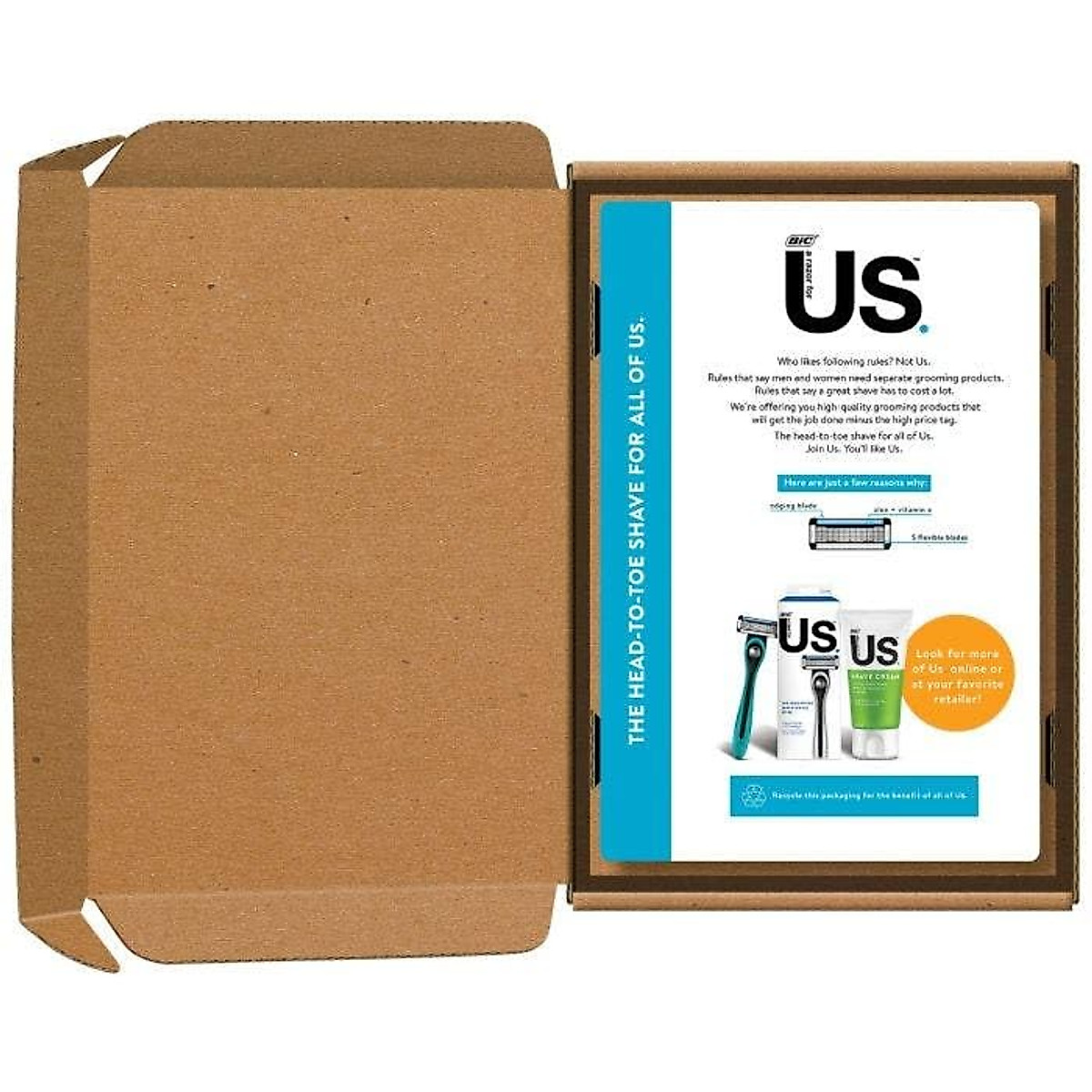 BIC Us 5-Blade Unisex Razor Refills for Men & Women, 10 Cartridges, Smooth Shave, Infused with Aloe and Vitamin E, Black, 10 Count