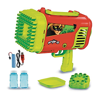 Miraculous Ladybug - Ultimate Bubble Blaster, 80 Holes Automatic Bubble Machine for Kids with Colorful Lights, Bubble Solution and Replacement Head, Bubble Blower for Kids Summer Activities (Wyncor)