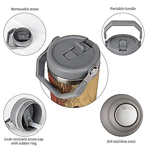 BWQJKUO Large Capacity Car Cup 30 Oz Stainless Steel Old Rooster Illustration Printed Travel Mug Leak-proof Flip Straw Tumbler with Handle,keeps Cold Or Ho