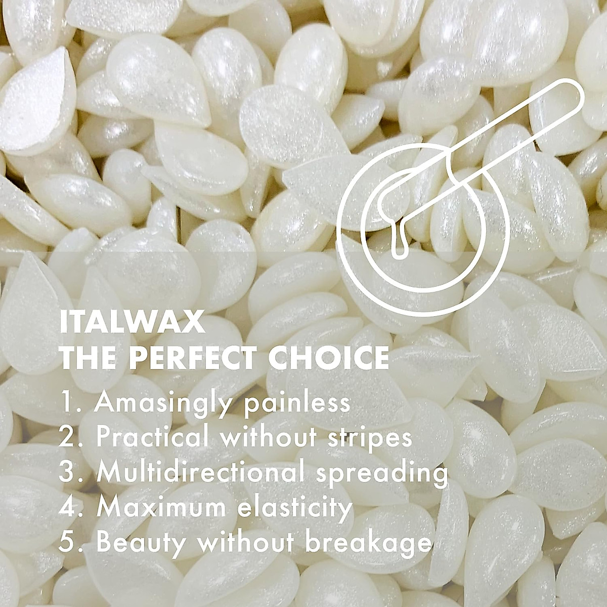 Italwax Top Line Crystal - 750g / 1.65lb - Hard wax beads for hair removal - Unscented - Synthetic formulation ideal for sensitive skins - Recommended for Bikini Area and Armpits
