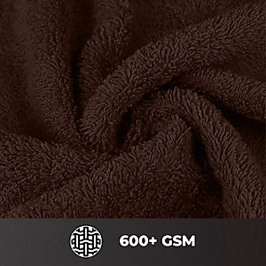 Ocean Towel Set for Bathroom 100% Luxury Cotton Bath Towels Set of 8 (2 Bath Towel and 2 Hand Towel Set & 4 Wash Cloth) Chocolate Brown Soft Towels Bathroom Set 600 GSM Double Stitched for Durability