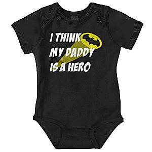 Brisco Brands I Think My Daddy is a Hero Superhero Baby Romper Boys or Girls