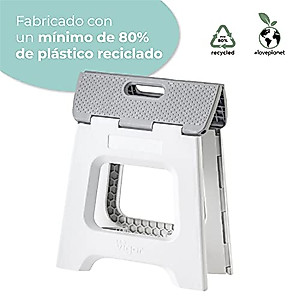 Vigar Compact Foldable Stool, 12-1/2 inches, Lightweight, 330-pound Capacity Non-Slip Folding Step Stool, Gray