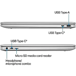 HP 2023 Newest Chromebook Laptop Student Business, 15.6" HD Display, Quad-Core Intel N200 Processor(Upto 3.7GHz), UHD Graphics, 8GB RAM, 64GB eMMC,HD Webcam,WiFi, Long Battery,Chrome OS+MarxsolCables