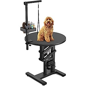 YITAHOME Electric Lift Dog Grooming Table 24" Rotating Desktop Pet Grooming Table for Small Dogs Cats, Adjustable Overhead Arm & Tool Organizer Dog Grooming Station, Black