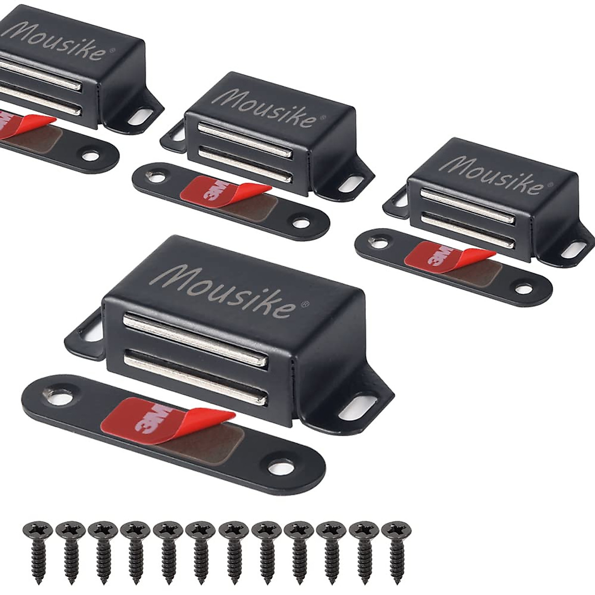 Mousike Cabinet Magnets 30lb Black Door Magnets with Strong Magnetic for Kitchen Cupboard Wardrobe Closet Cabinet Door Drawer Latch 4 Pack
