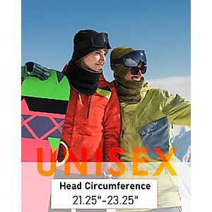 Winter Beanie Hat Scarf for Men Women Knit Thick Fleece Lined Warm Windproof Ski Skull Cap Neck Warmer Gaiter Face Scarf Set